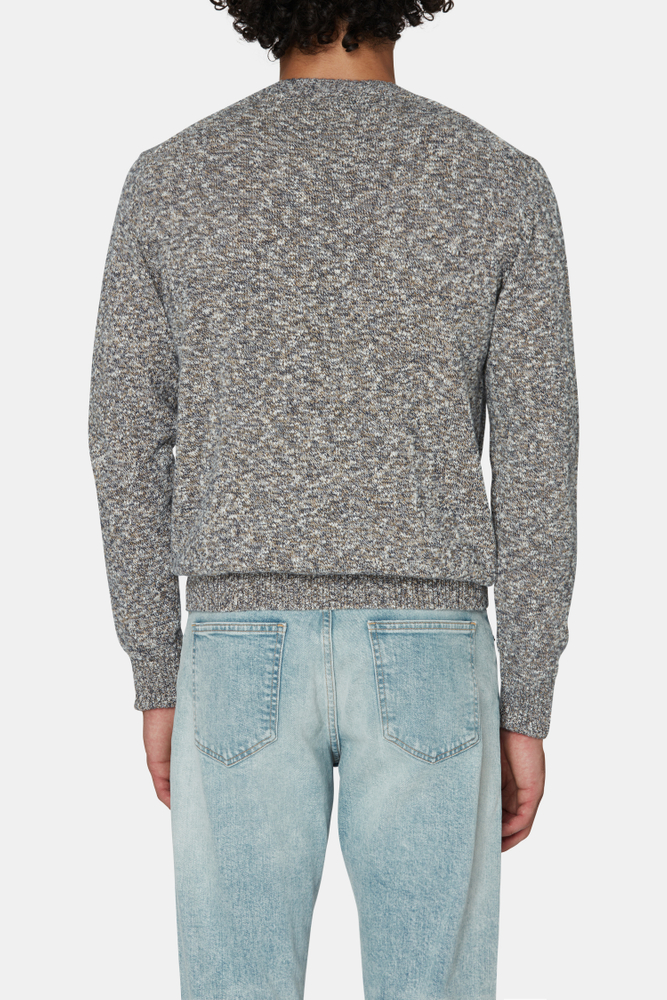 Regular Fit Rundhals Genser Meleret - Blå | Oscar Jacobson