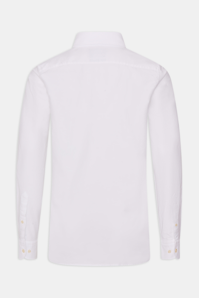 Slim Fit Button Down Oxford Shirt - White | Oscar Jacobson