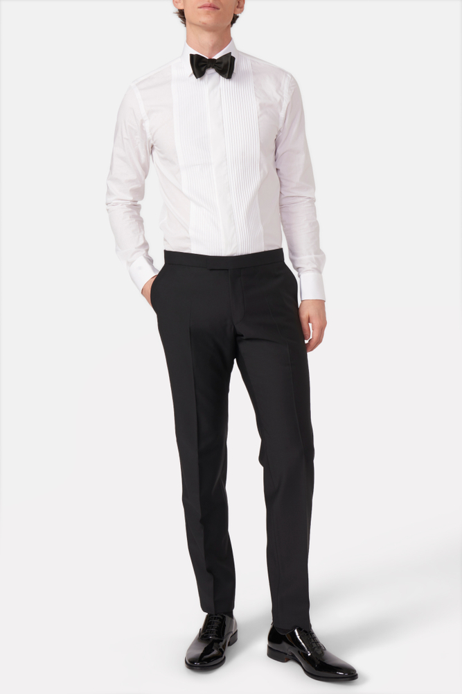 Regular Fit Tuxedo Microstructure Trousers - Black | Oscar Jacobson