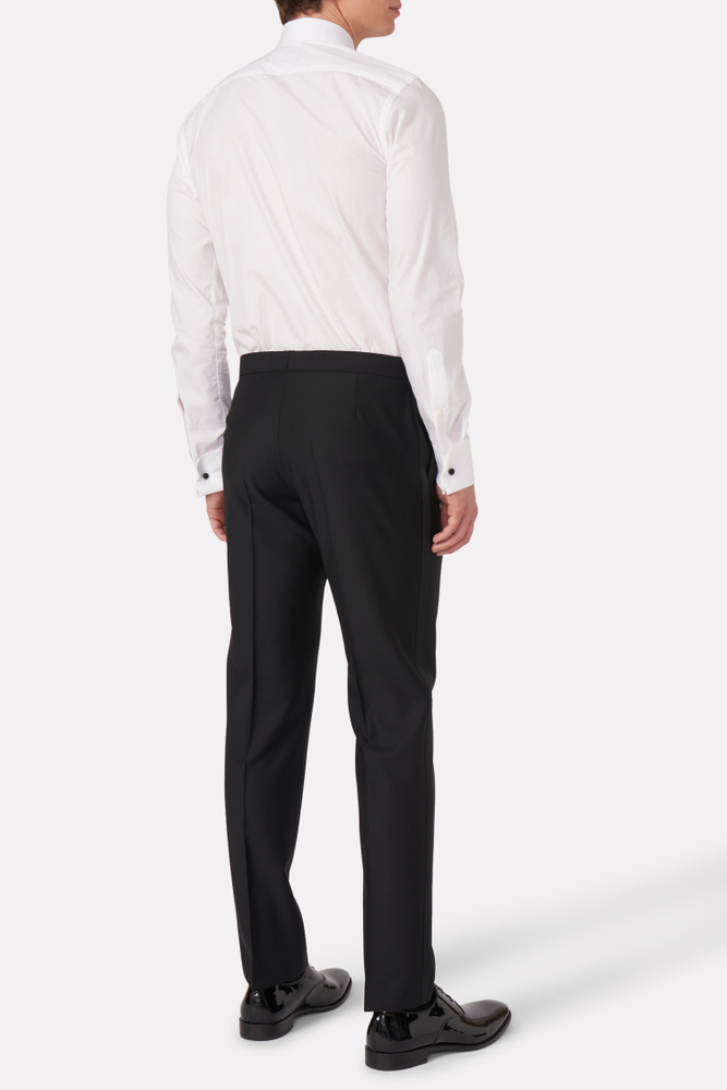 Regular Fit Tuxedo Microstructure Trousers - Black | Oscar Jacobson
