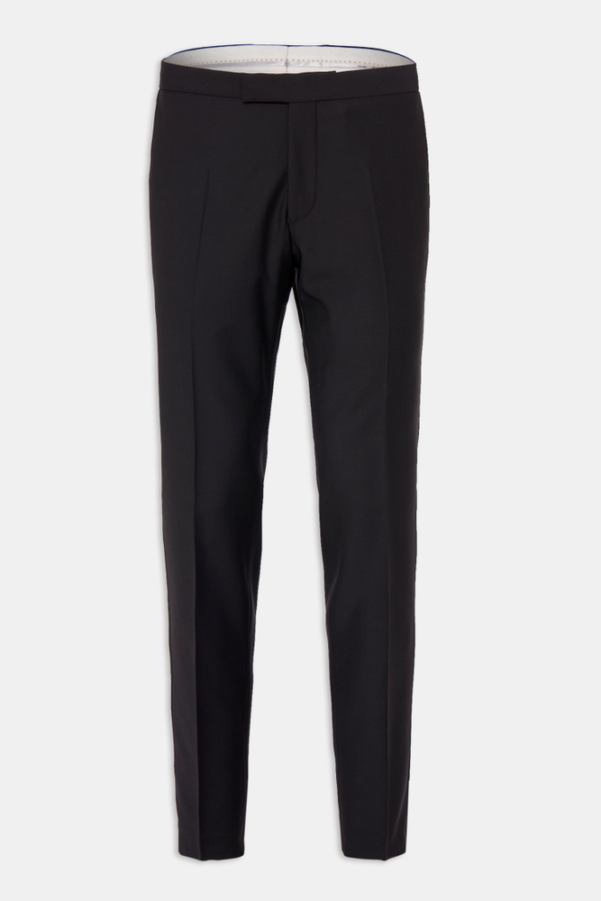 Regular Fit Tuxedo Microstructure Trousers - Black | Oscar Jacobson