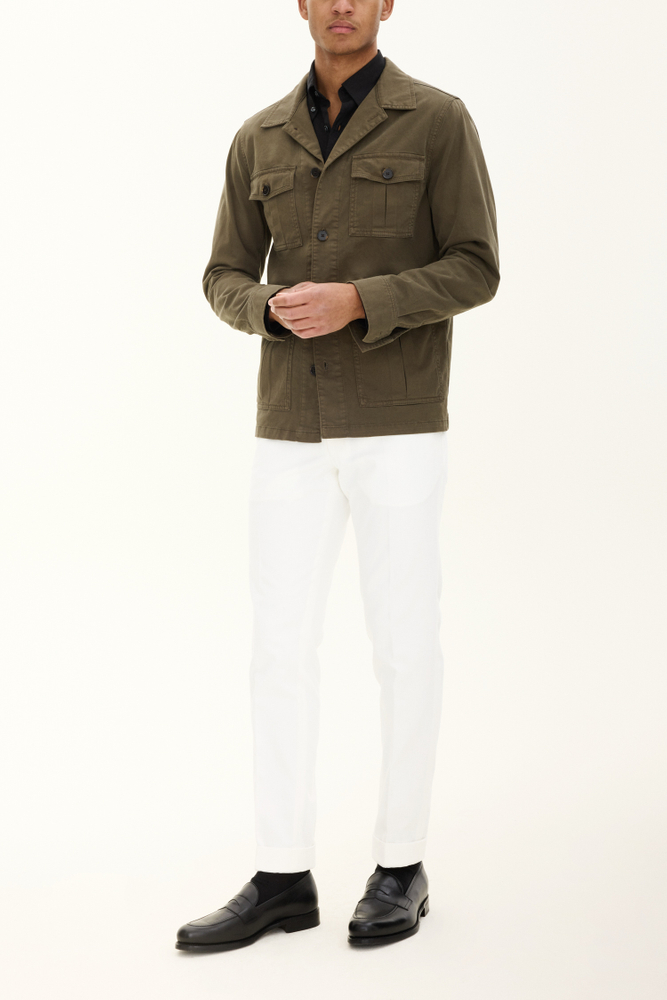 Regular Fit Safari Overshirt Twill - Grön | Oscar Jacobson
