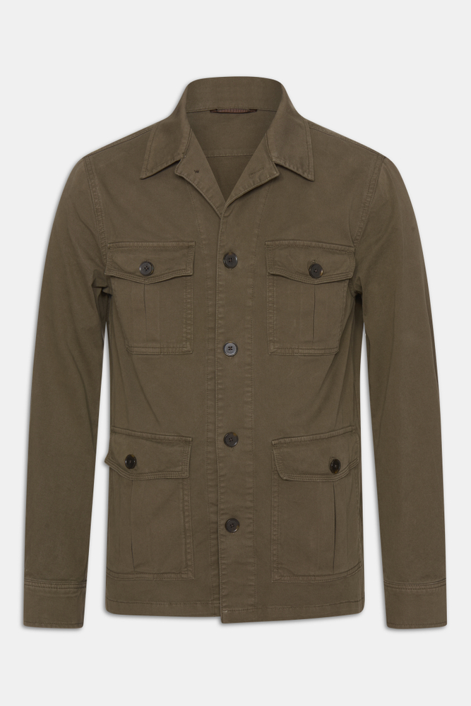 Regular Fit Safari Overshirt Twill - Grön | Oscar Jacobson