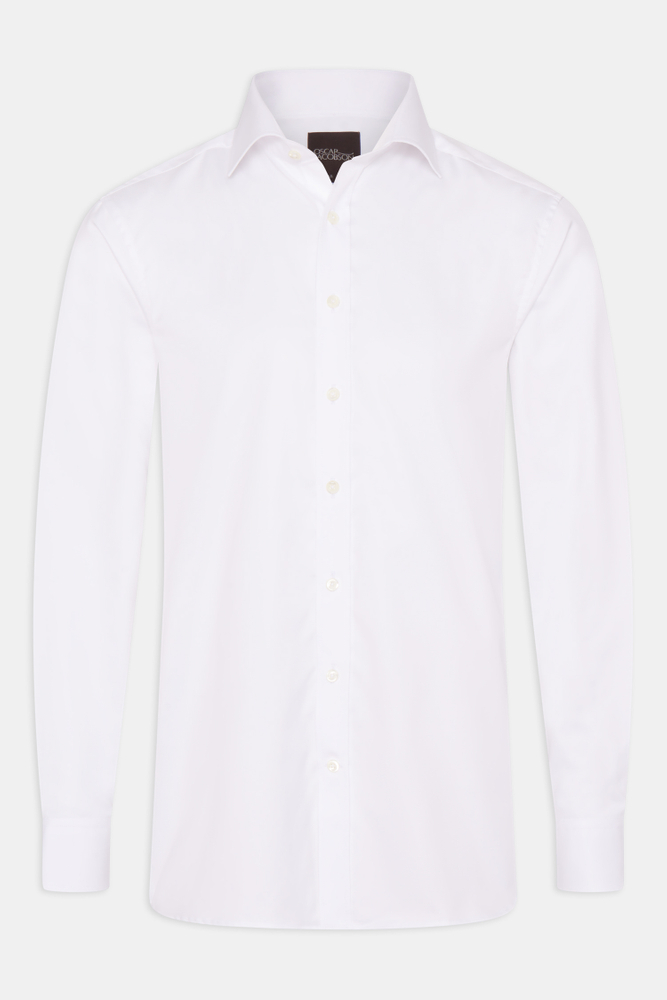 Regular Fit Cut Away Twillskjorta - Vit | Oscar Jacobson
