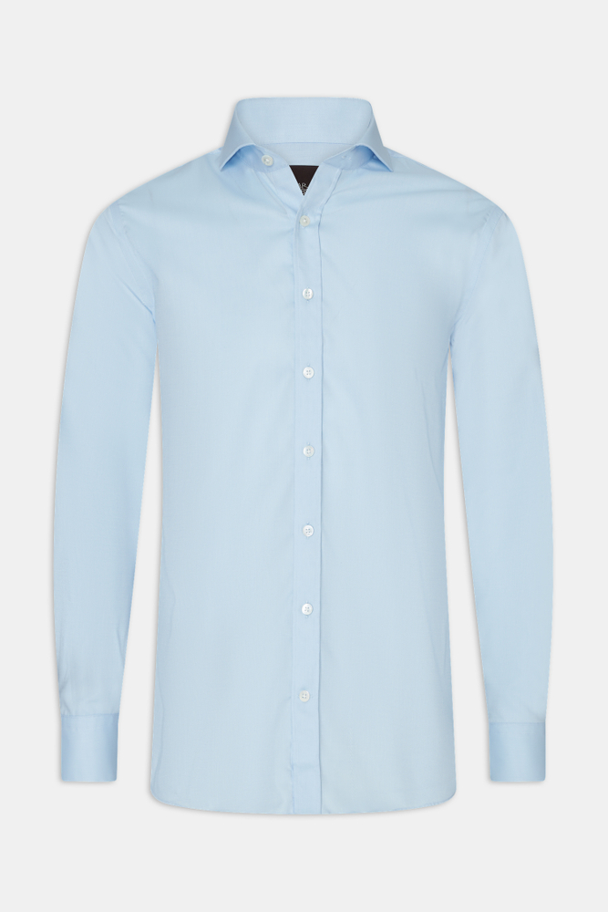 Regular Fit Cut Away Strygefri Bomuldsskjorte - Blå | Oscar Jacobson