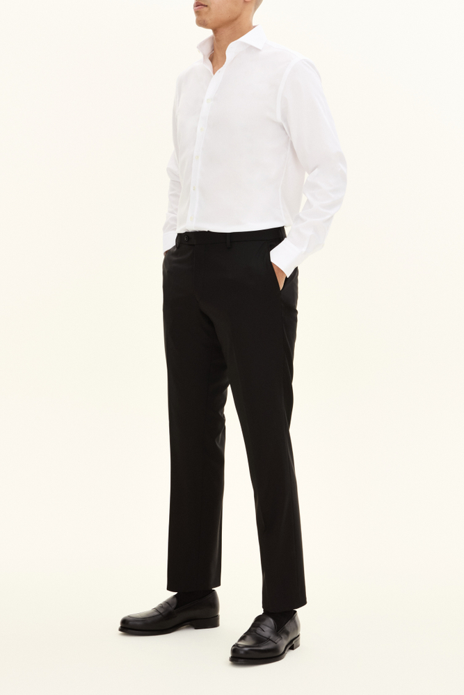 Regular Fit Cut Away Non-Iron Cotton Shirt - White | Oscar Jacobson