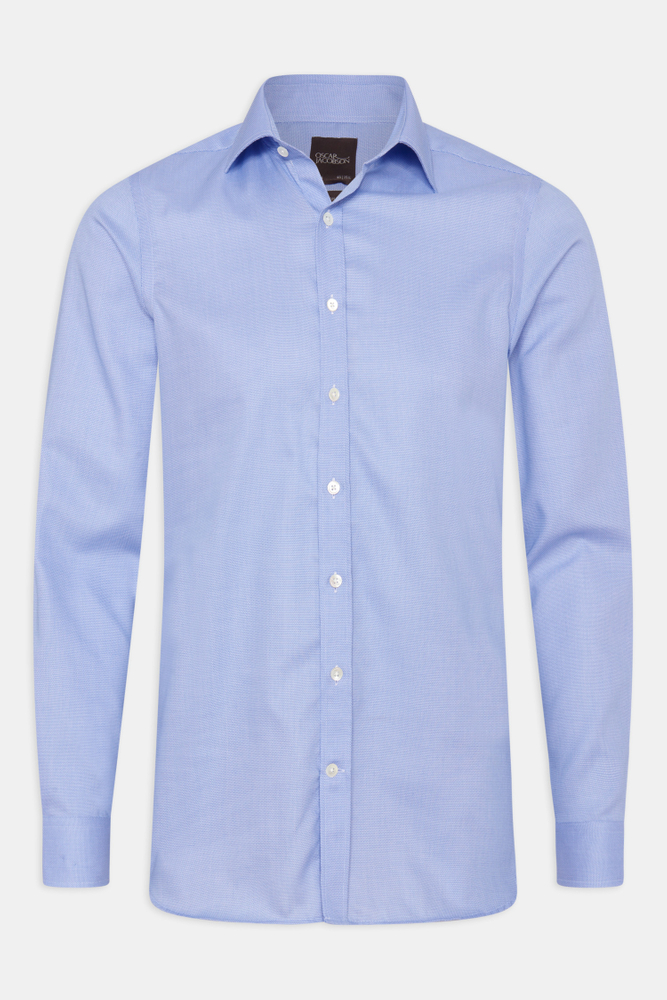 Regular Fit Cut Away Non-Iron Cotton Shirt - Blue | Oscar Jacobson