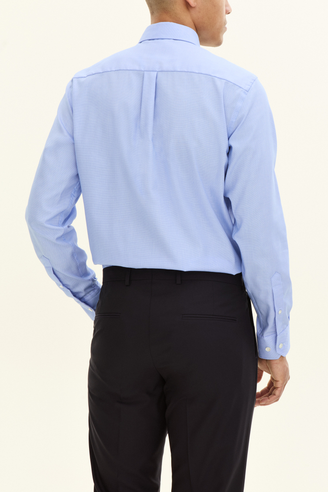 Regular Fit Cut Away Non-Iron Cotton Shirt - Blue | Oscar Jacobson
