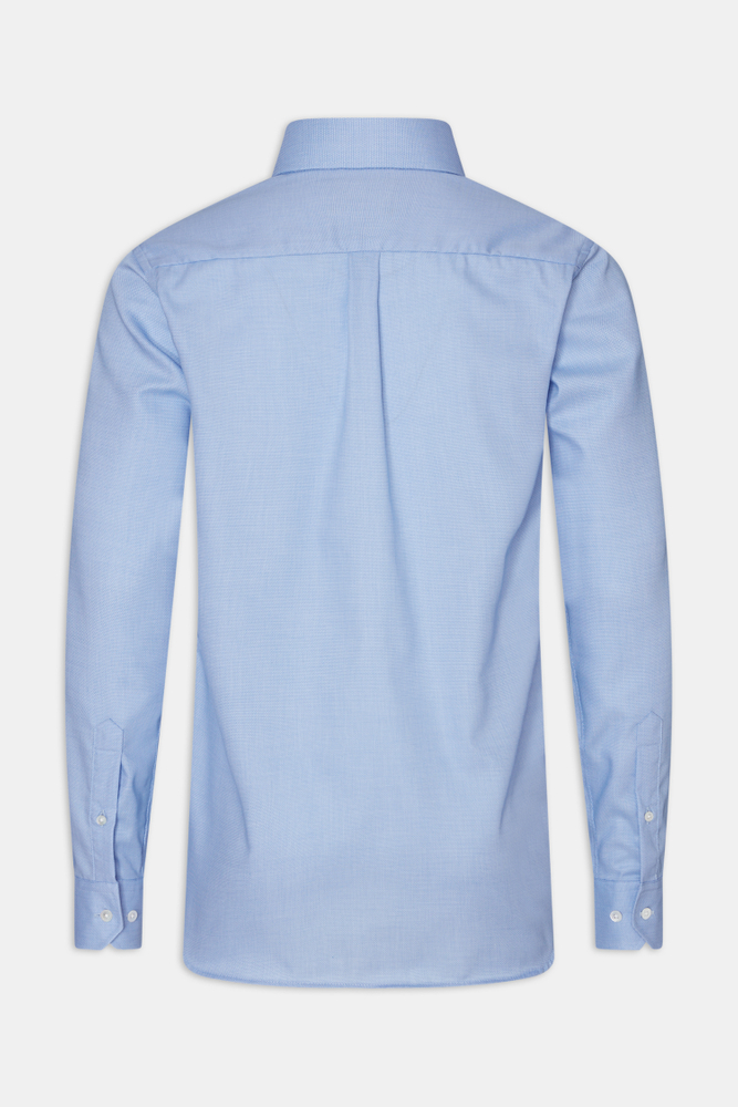 Regular Fit Cut Away Non-Iron Cotton Shirt - Blue | Oscar Jacobson