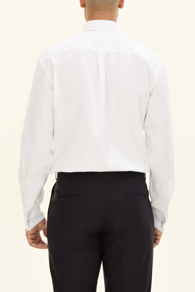 Regular Fit Cut Away Twill Shirt - White | Oscar Jacobson
