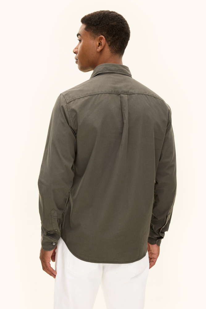 Regular Fit Twillskjorta Wide Spread Krage - Grön | Oscar Jacobson