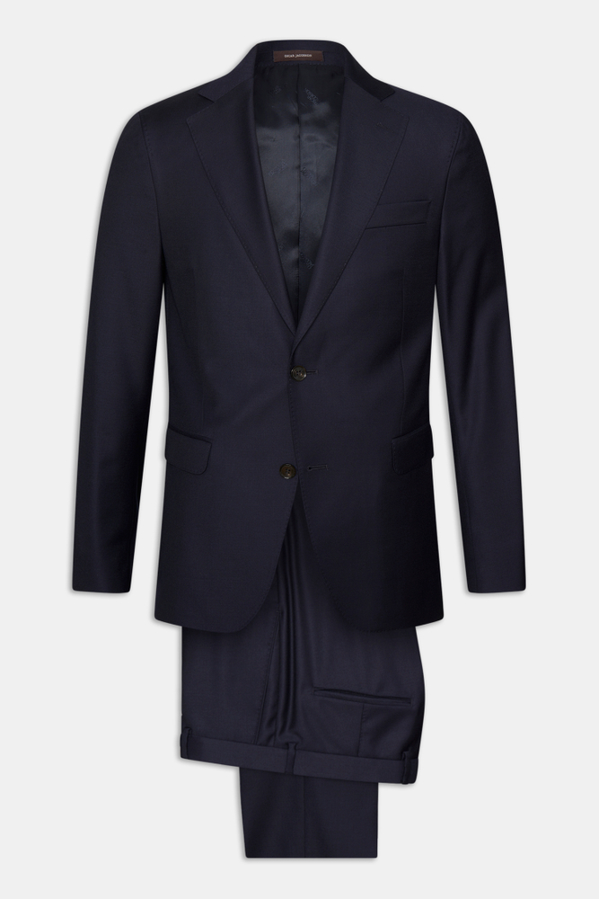 Slim Fit Twill Merino Suit - Dark blue | Oscar Jacobson