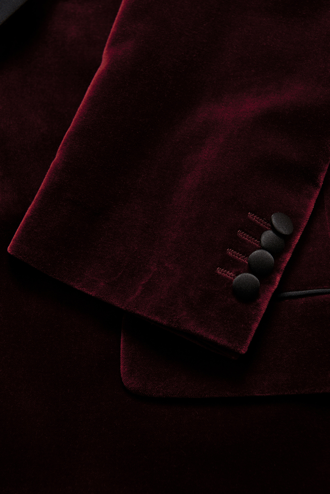 Regular Fit Smokingblazer Fløyel - Rød | Oscar Jacobson