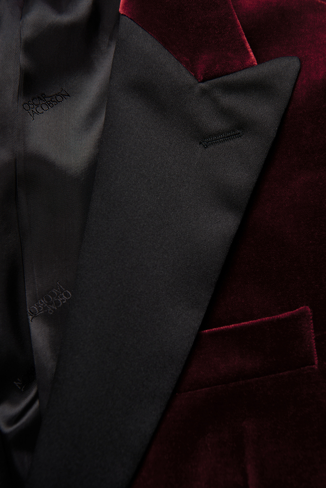 Regular Fit Smokingblazer Fløyel - Rød | Oscar Jacobson