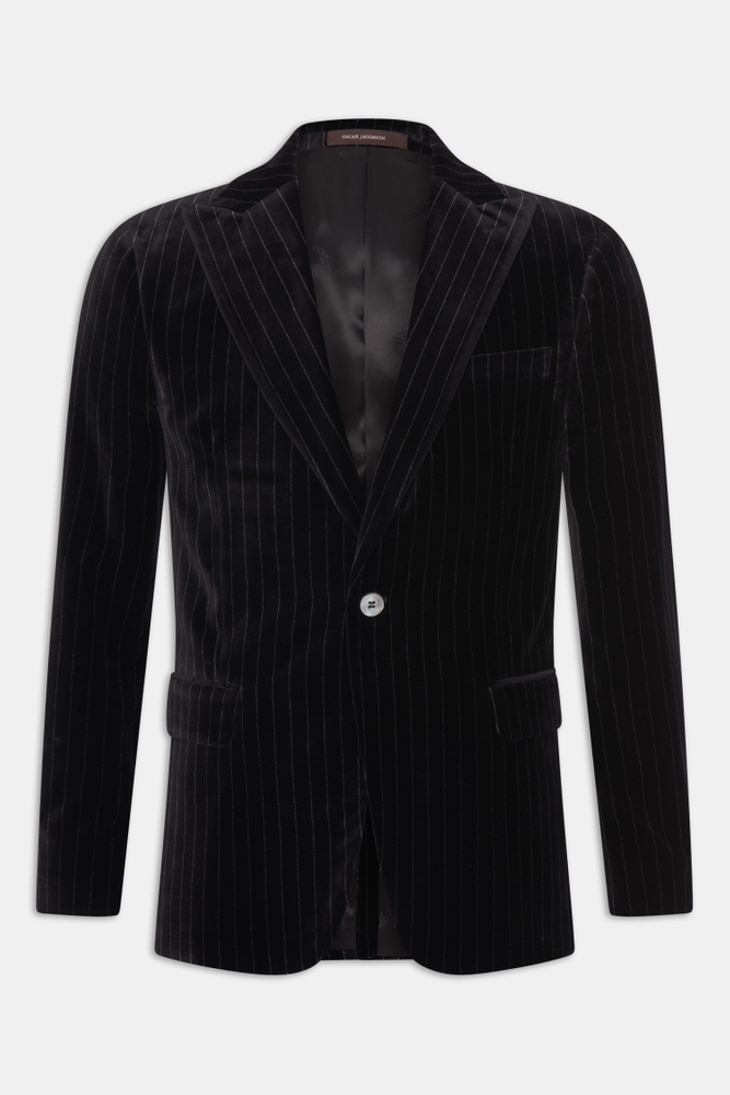 Regular Fit Tuxedo Microstructure Blazer - Black | Oscar Jacobson