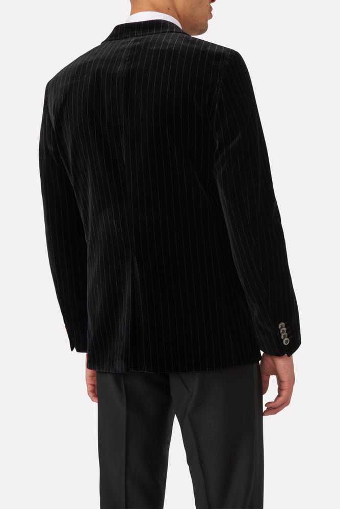 Regular Fit Tuxedo Microstructure Blazer - Black | Oscar Jacobson