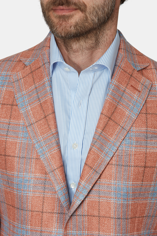 Regular Fit Hopsack Blazer - Pink | Oscar Jacobson