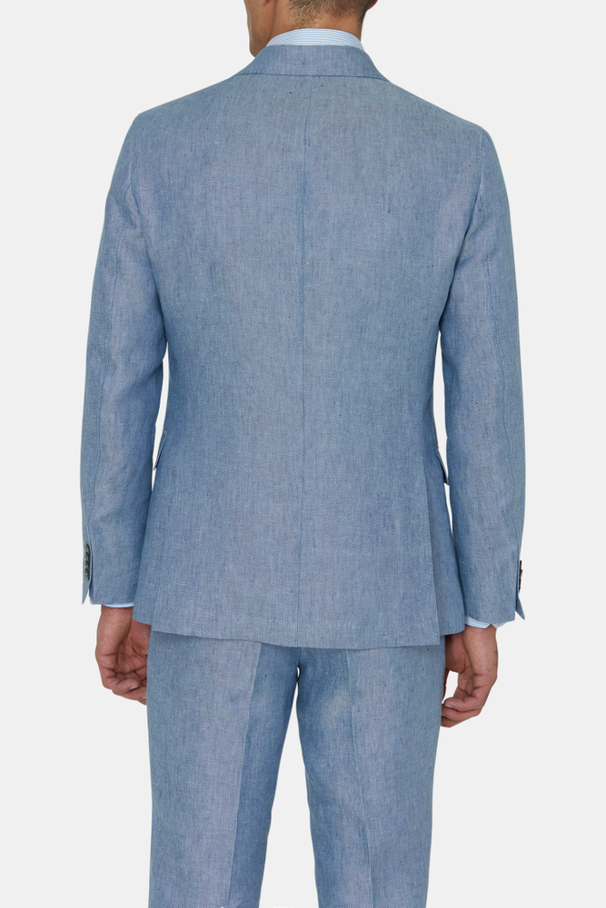 Regular Fit Linen Blazer - Blue | Oscar Jacobson
