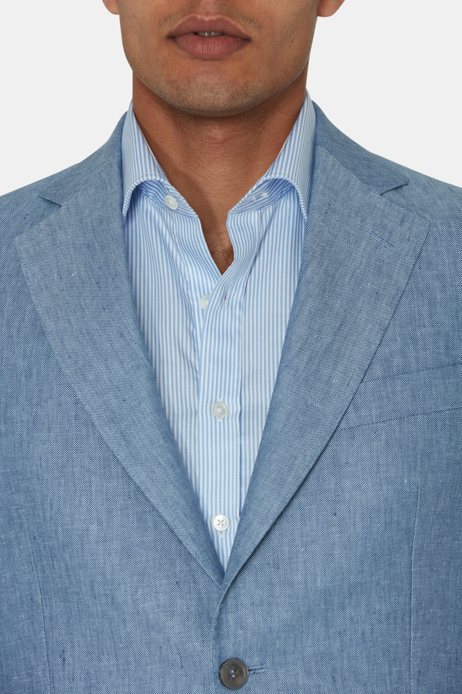 Regular Fit Hør Blazer - Blå | Oscar Jacobson