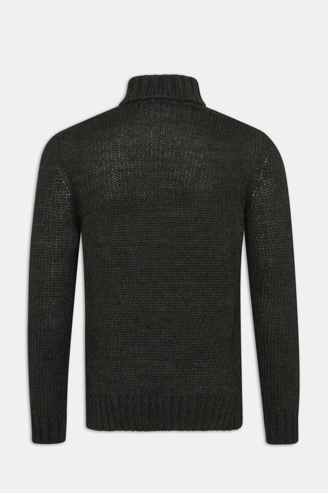 Regular Fit Heavy Knit Rollneck - Green | Oscar Jacobson