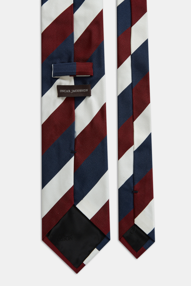 Regimental Stripe Silk Tie - Dark Blue | Oscar Jacobson