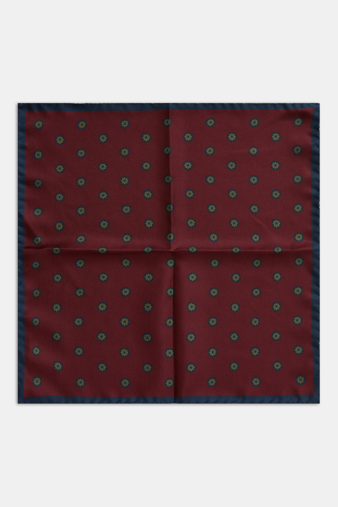 Floral Pattern SIlk Handkerchief - Red | Oscar Jacobson
