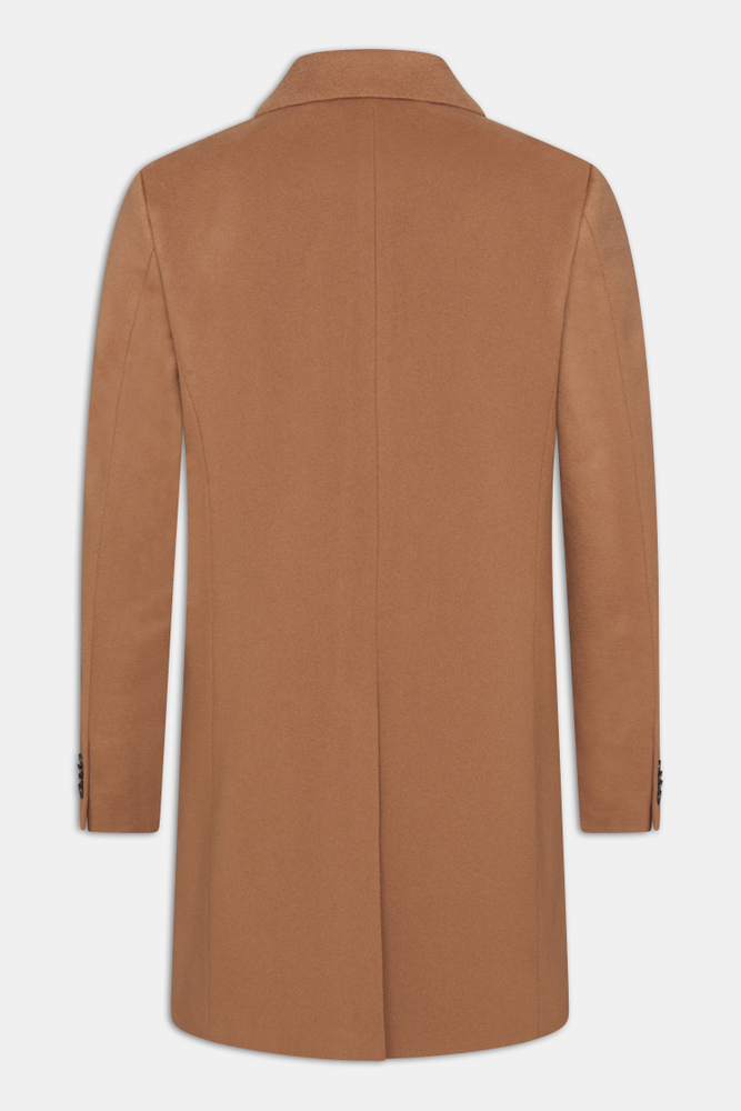Regular Fit Brushed Wool Coat - Beige | Oscar Jacobson