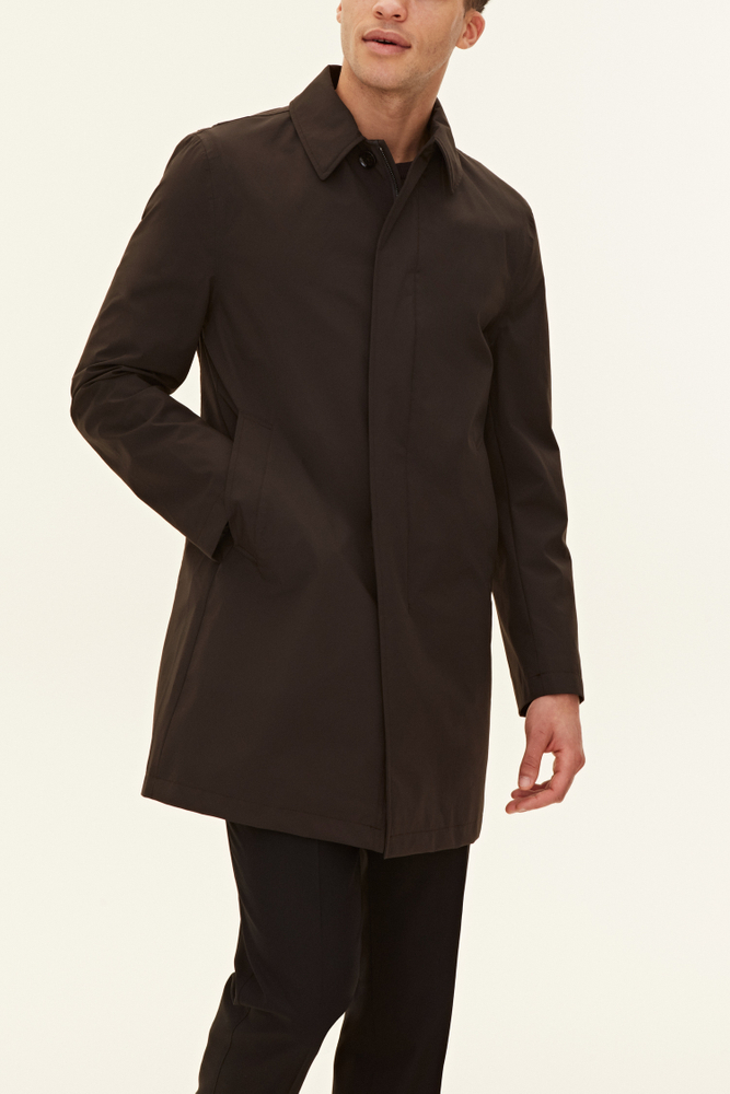 Nylon Shell Car Coat - Brown | Oscar Jacobson