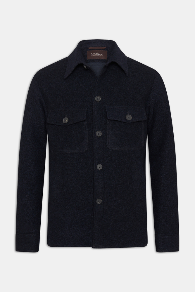 Regular Fit Overshirt Bouclé Wool - Mörkblå | Oscar Jacobson