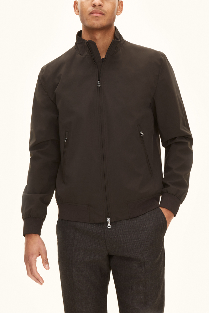 Bomber Nylon Shell Jacket - Brown | Oscar Jacobson