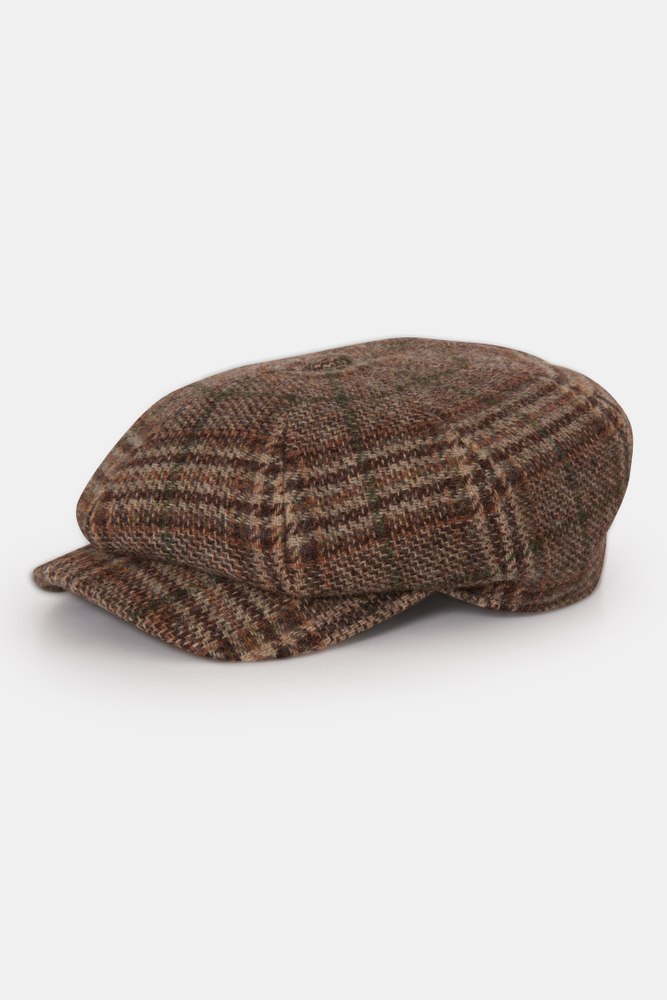Newsboy Checked Cap - Beige | Oscar Jacobson