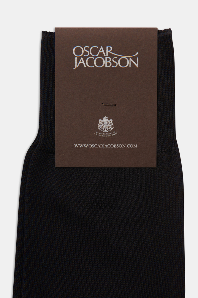 Mid-length Cotton Stretch Socks - Black | Oscar Jacobson