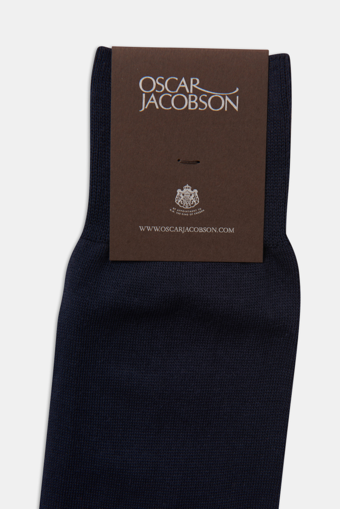 Mid-length Cotton Stretch Socks - Dark blue | Oscar Jacobson