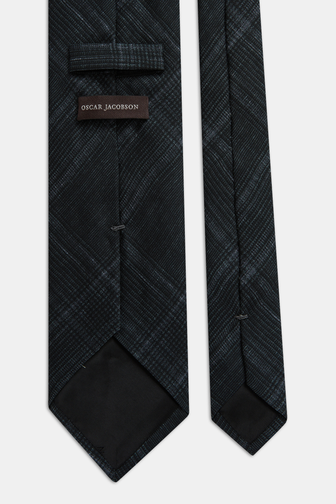 Checked Silk Tie - Brown | Oscar Jacobson