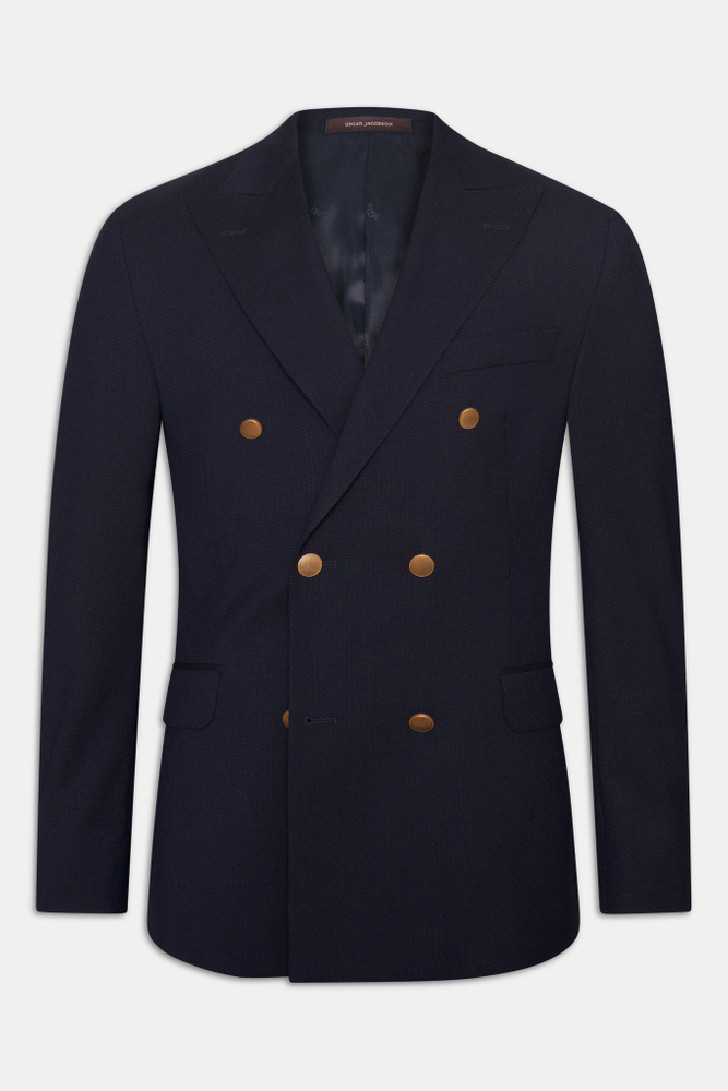 Regular Fit dubbelknäppt Tropical Wool Kostym - Mörkblå | Oscar Jacobson