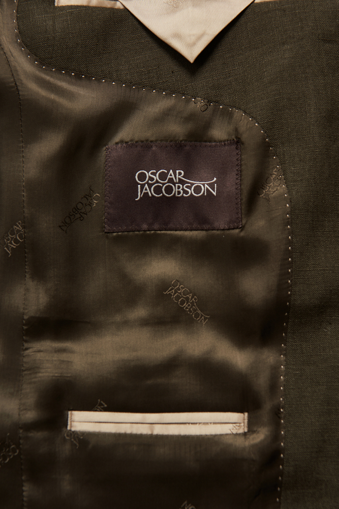 Regular Fit Linen Suit - Green | Oscar Jacobson