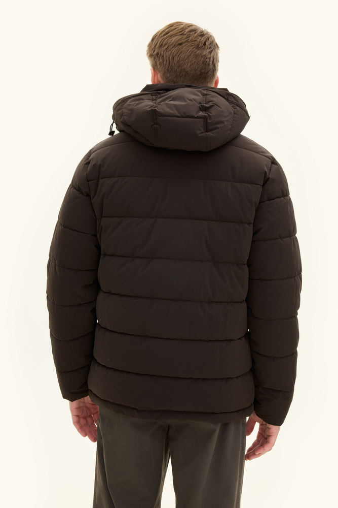 Hooded Insulation Membrane Puffer Jacket - Brown | Oscar Jacobson