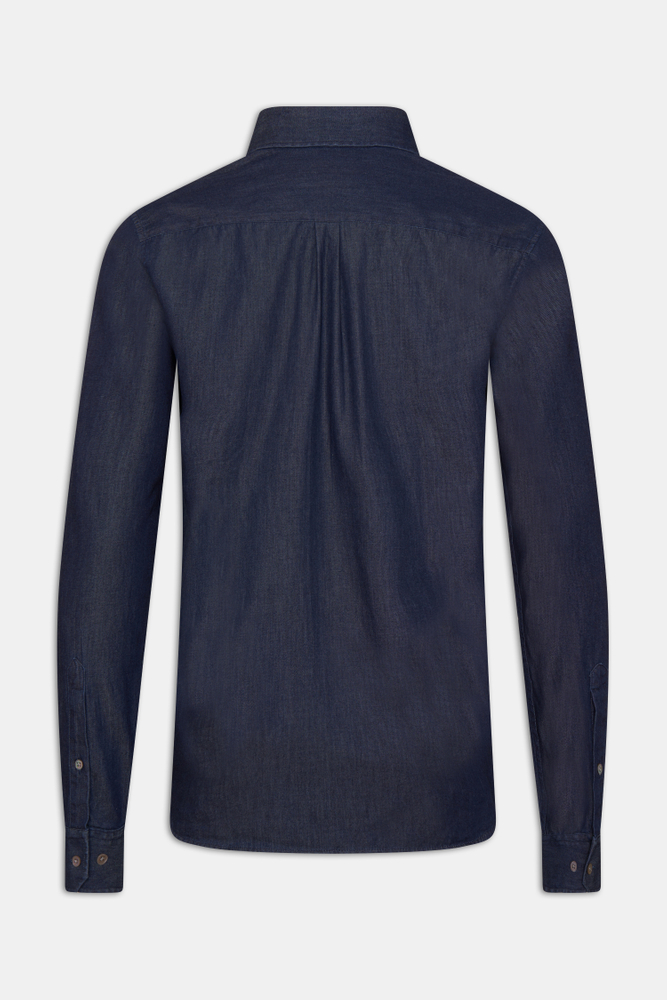 Regular Fit Cut Away Shirt - Dark blue | Oscar Jacobson
