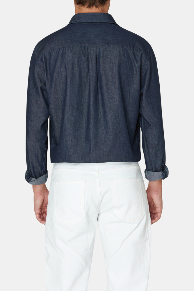 Regular Fit Cut Away Shirt - Dark blue | Oscar Jacobson