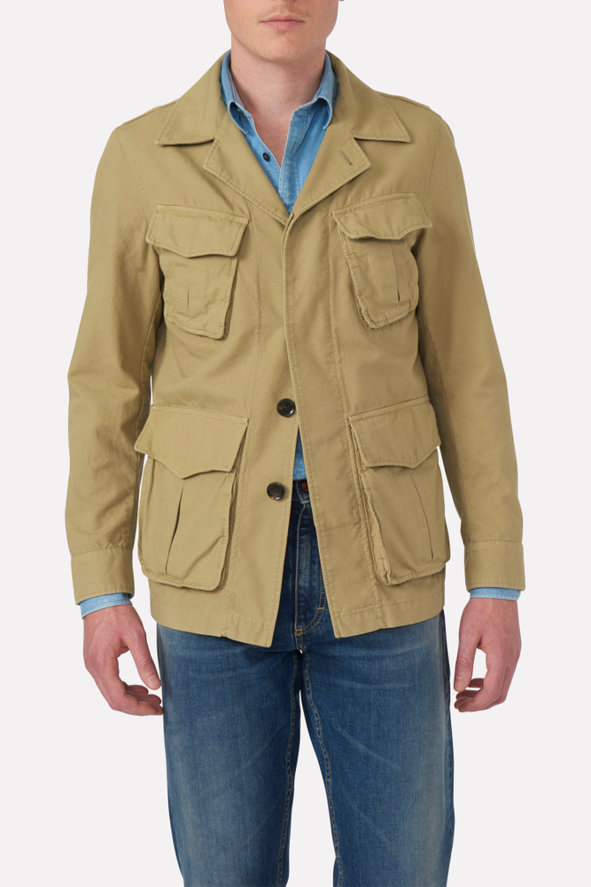 Field Cotton Canvas Jacket - Beige | Oscar Jacobson