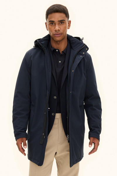 Regular Fit Padded Technical Coat - Dark blue | Oscar Jacobson