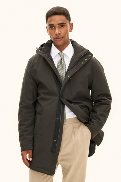 Regular Fit Padded Technical Coat - Green | Oscar Jacobson