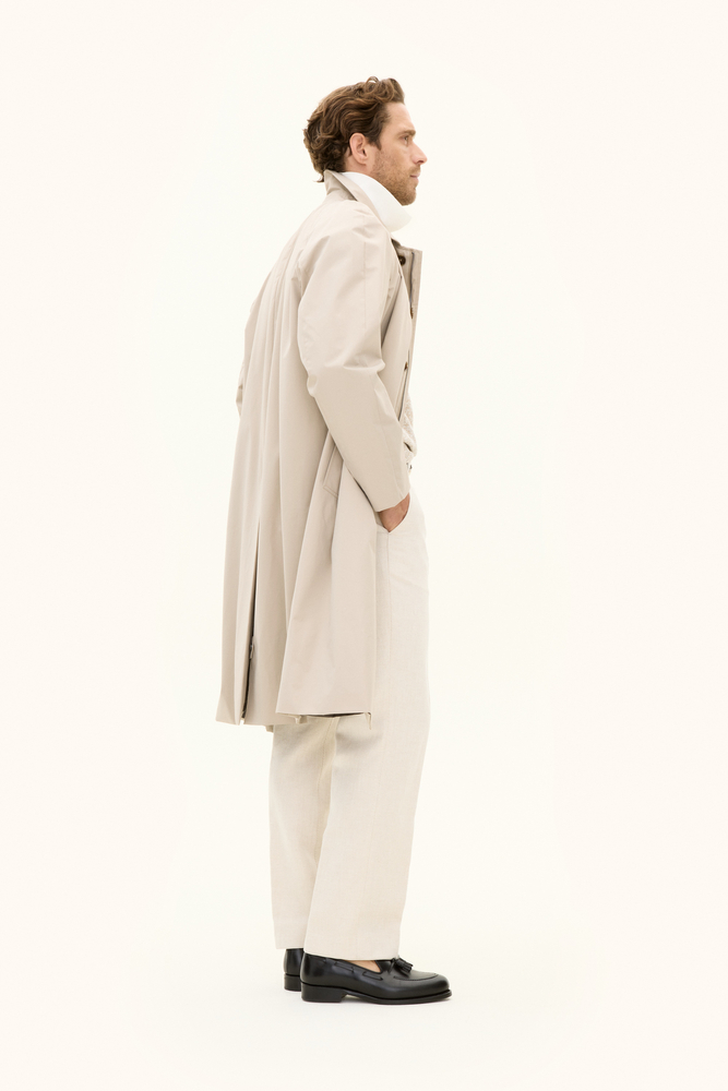 Nylon Shell Raglan Coat - White | Oscar Jacobson