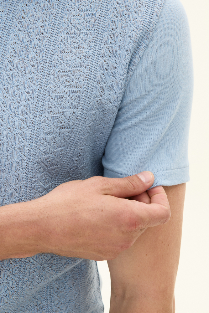 Regular Fit Strukturerad Piké - Blå | Oscar Jacobson