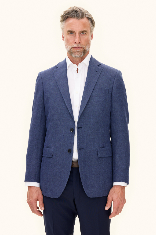 Generous Fit Linen Blend Structure Blazer - Dark blue | Oscar Jacobson