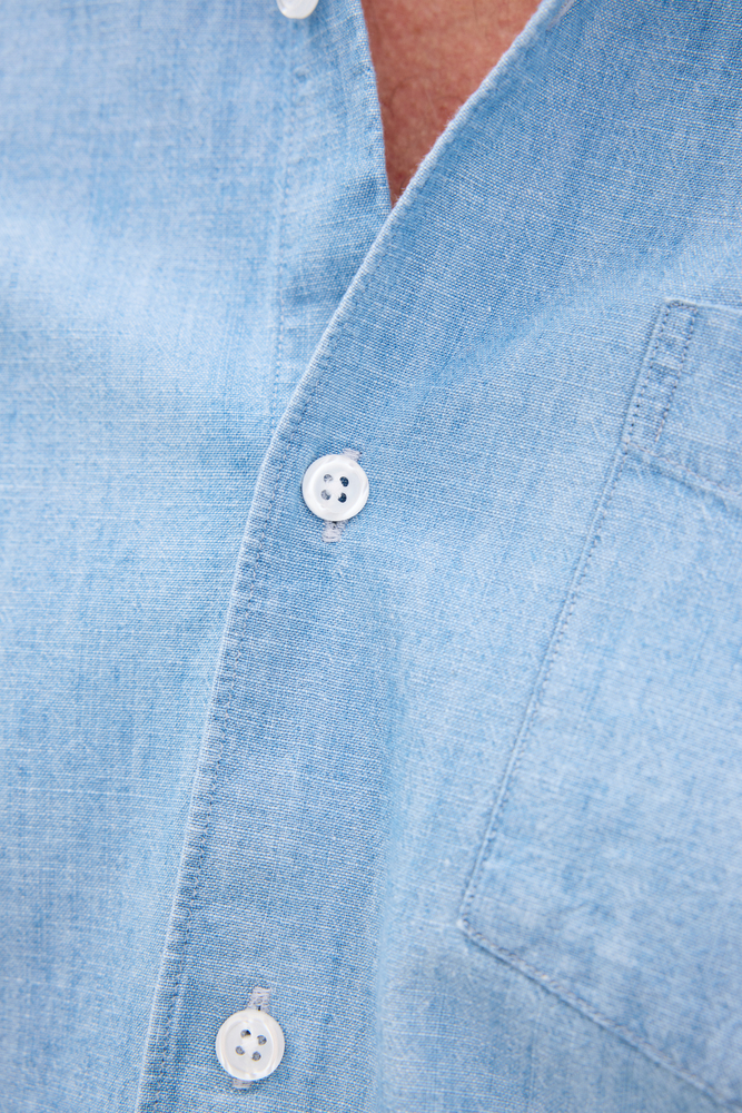 Regular Fit Wide Spread Chambrayskjorte - Blå | Oscar Jacobson