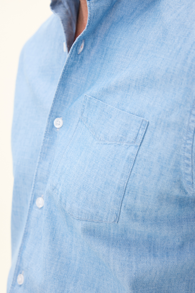 Regular Fit Wide Spread Chambrayskjorte - Blå | Oscar Jacobson