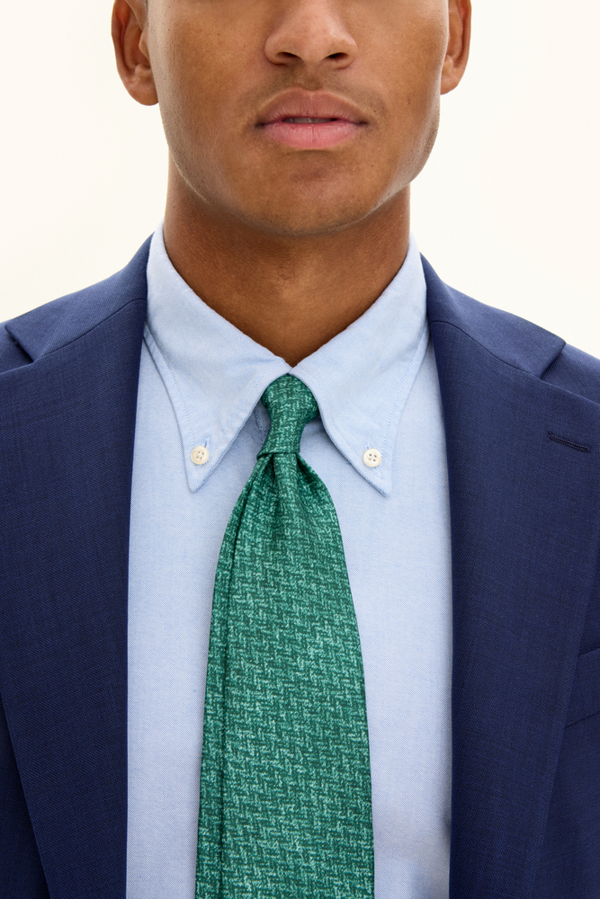 Printed Silk Tie - Green | Oscar Jacobson