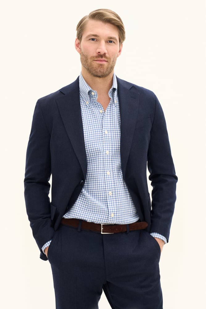 Regular Fit Flanell Blazer - Dark blue | Oscar Jacobson