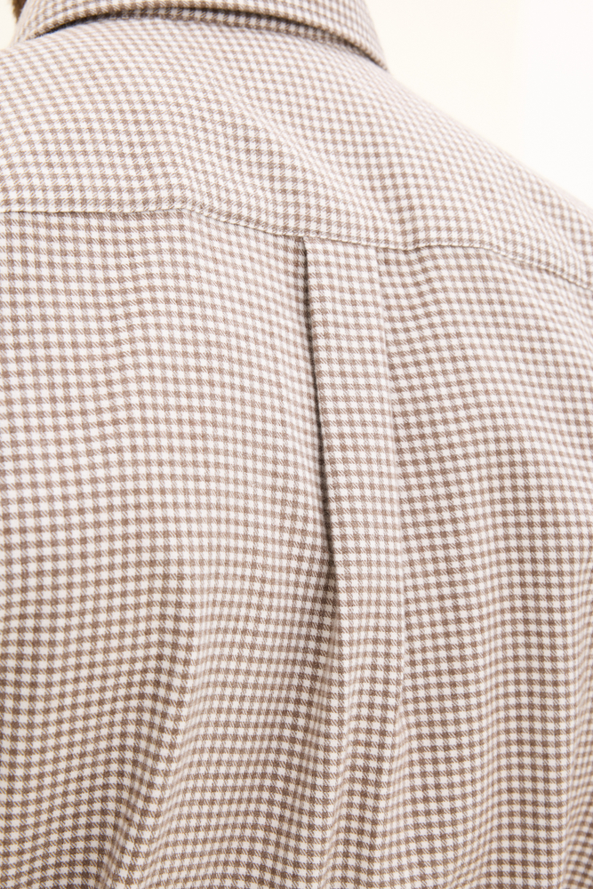 Regular Fit Cut Away Flannel Shirt - Beige | Oscar Jacobson